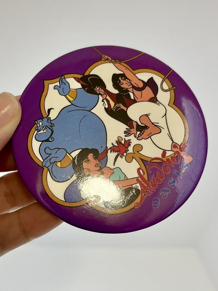 Disneyland Aladdin's Oasis Button Pin 3” Disney Jasmine Genie Aladdin ...