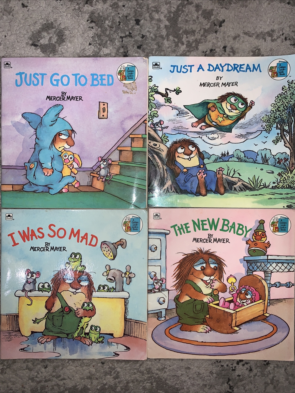 Vintage LITTLE MONSTER Book Lot Of 4 Mercer Mayer (1978) Golden Look ...