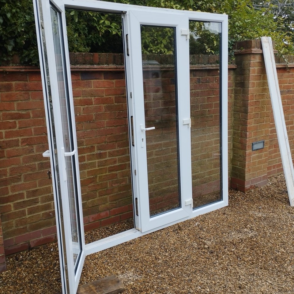 exterior external Upvc double Glazed french doors with Side window and ...