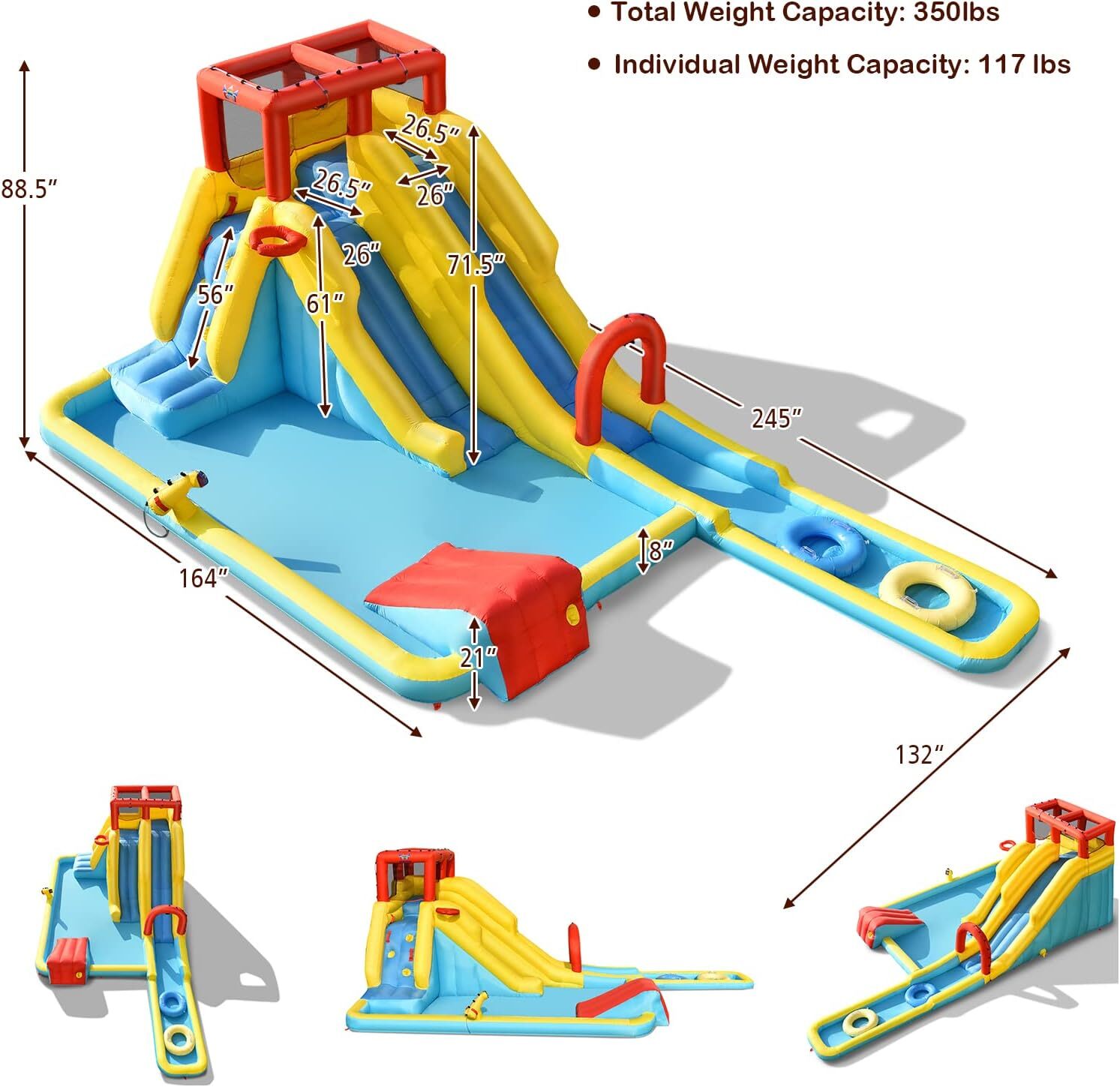 Inflatable Water Slide, 20.5X11Ft Mega Waterslide Park Dual Long Slides ...