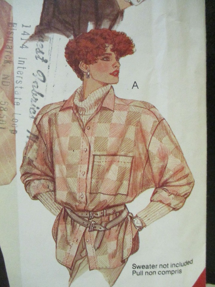 McCall's Pattern 2079 Miss Size 10 Loose-Fitting Buttoned Shirts Uncut ...