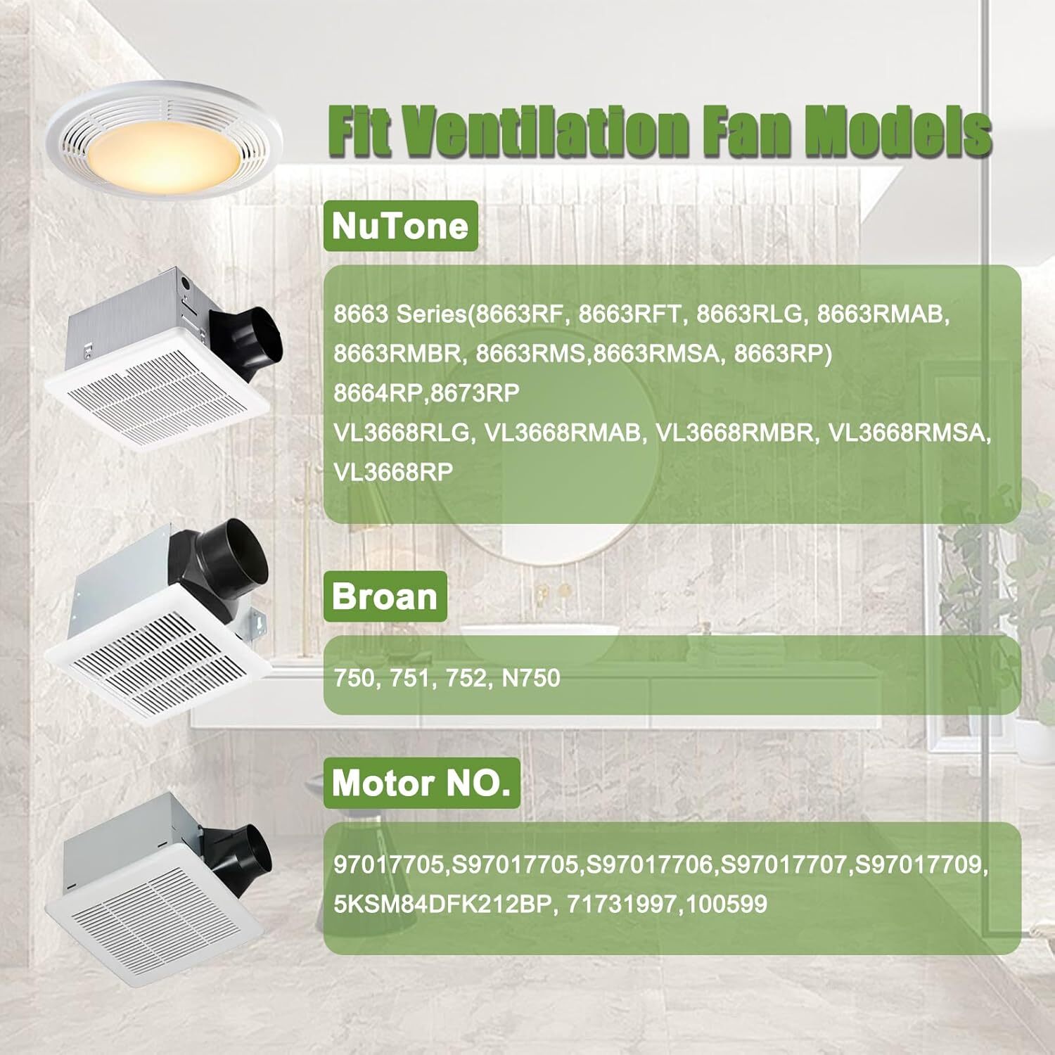 Bathroom Exhaust Fan Motor for Broan NuTone 8663RP B Unit, 8664RP,671R ...