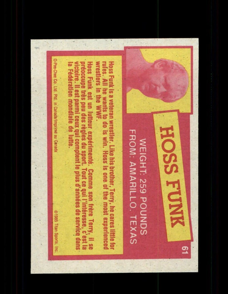 1985 HOSS FUNK #61 WWF O-PEE-CHEE *G5215 | eBay