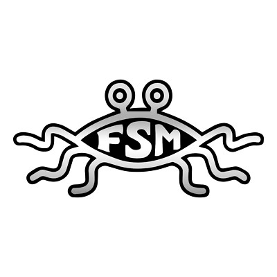 FSM Flying Spaghetti Monster Plastic Auto Emblem - [Silver][5 1/2'' x 2 ...