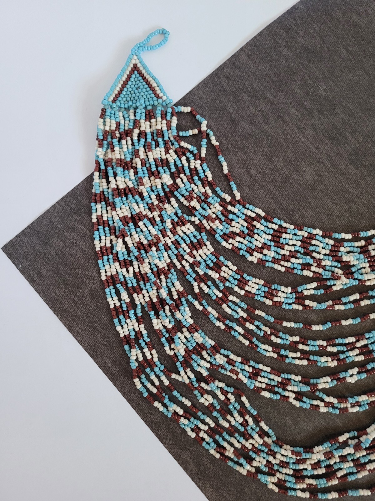 Vtg Native American Seed Bead Multistrand Waterfall B… - Gem