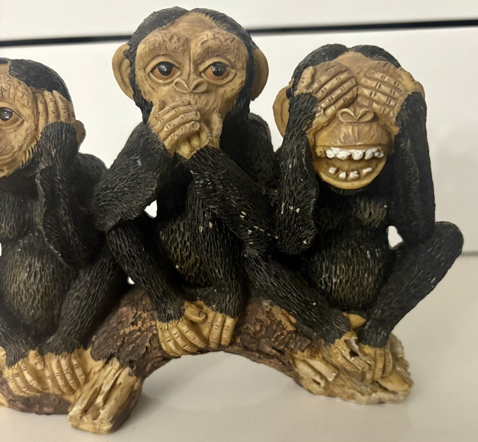 Vintage Three Monkeys See No Speak No Hear No Evil Figurine Statue ...