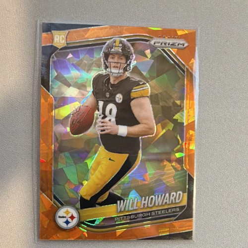 2025 Panini Prizm Orange Cracked Ice Will Howard RC #367 Pittsburgh ...