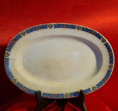 TST Co Verona China Made In USA 67 Blue Floral Gold Serving Platter 11. ...