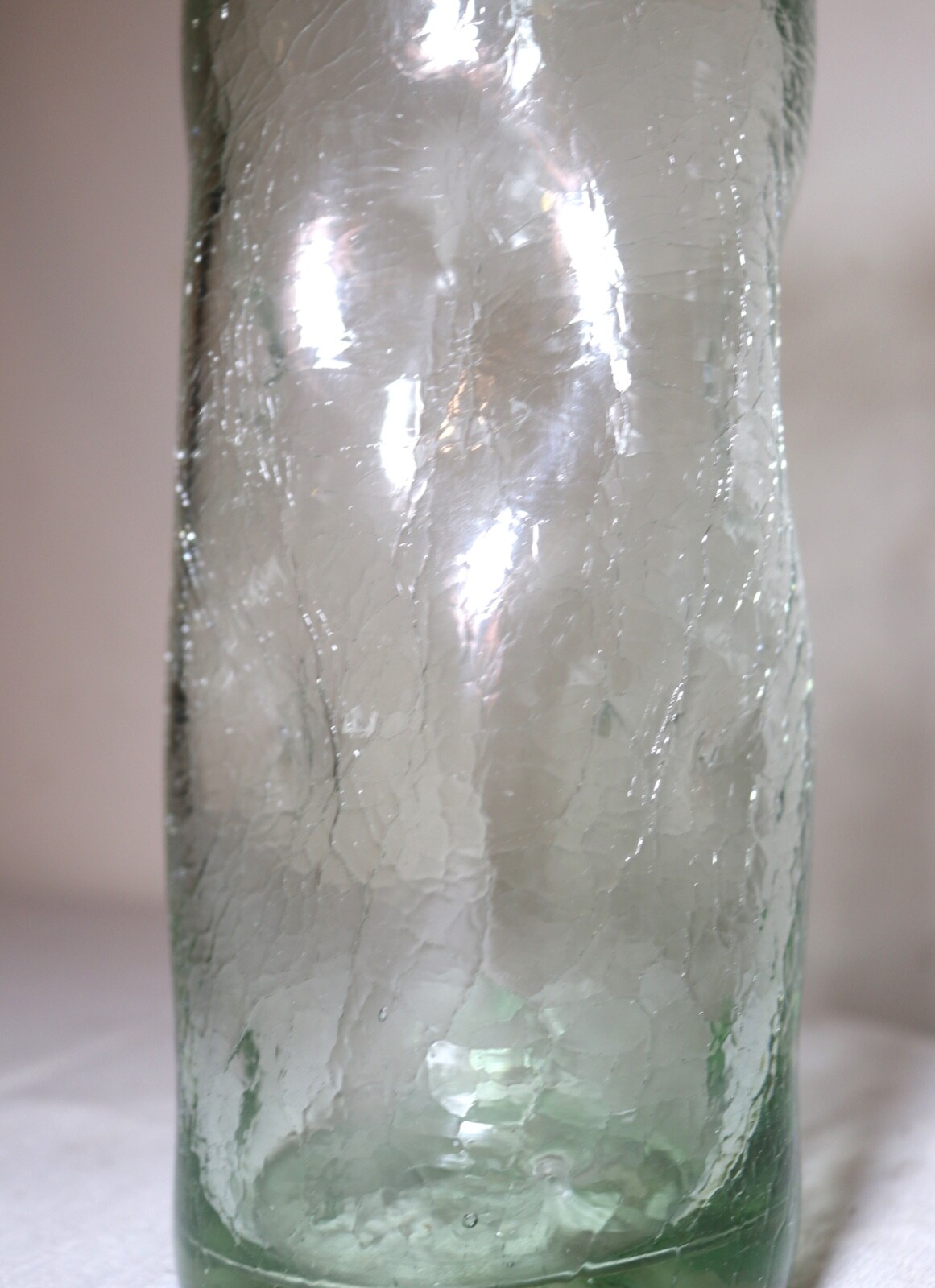 vintage hand blown Murano studio art glass green dimple crackle ...