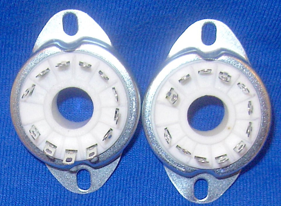 Pair New Ceramic 12 Pin Compactron Tube Sockets for 6HF5, 6JS6, 6KD6 ...