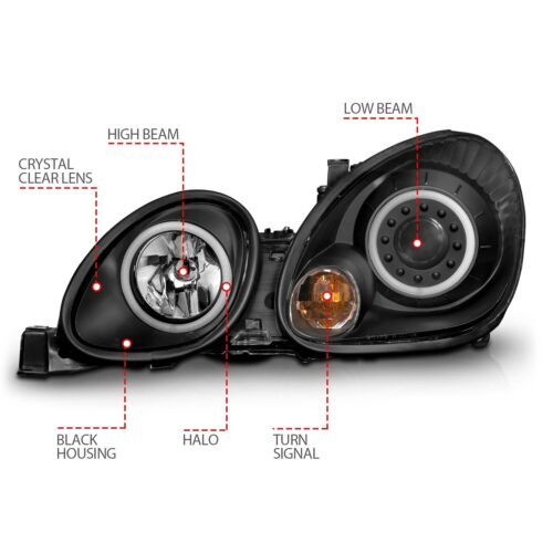 Anzo USA 121144 Projector Headlight Set w/Halo Fits 98-05 GS300 GS400 ...
