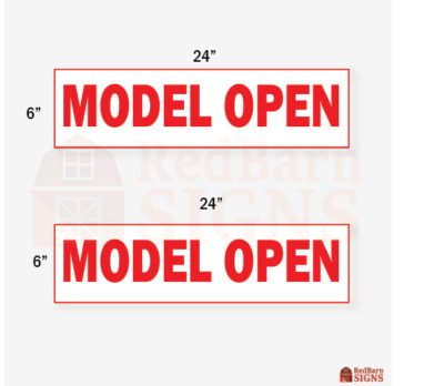 Model Open 6"x24" REAL ESTATE RIDER SIGNS Double Sided 2PK - Visible ...