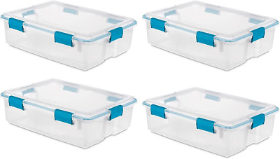 37 Qt Gasket Box, Stackable Storage Bin with Latching Lid and Tight ...