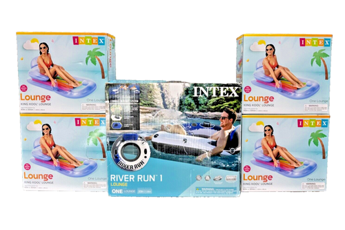 Intex River Run 1 Float And 4 King Kool Inflatable Pool Lounge Lot Set ...