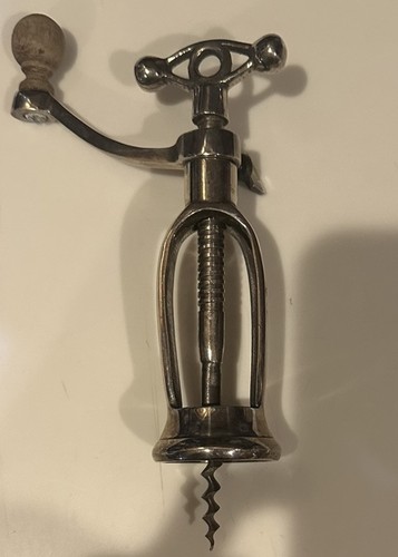 VTG FRENCH JACQUES PERILLE COLLECTIBLE CORKSCREW WOODEN HANDLE SILVER ...