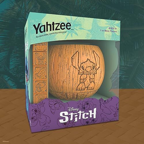 YAHTZEE: Disney Stitch | Collectible Stitch Tiki Style Dice Cup Dice ...