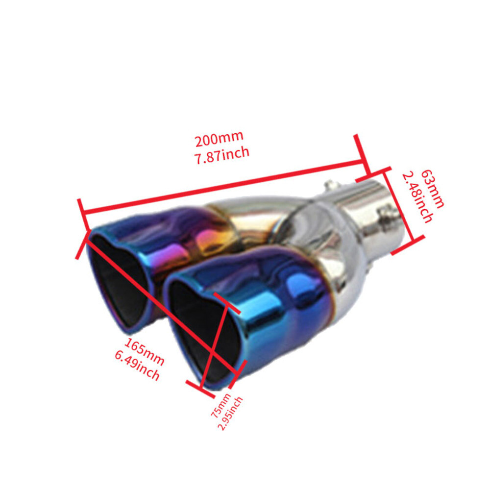Burnt Blue Heart Shape Car Exhaust Muffler Tip Pipe 63mm 2.5‘’Inlet ...