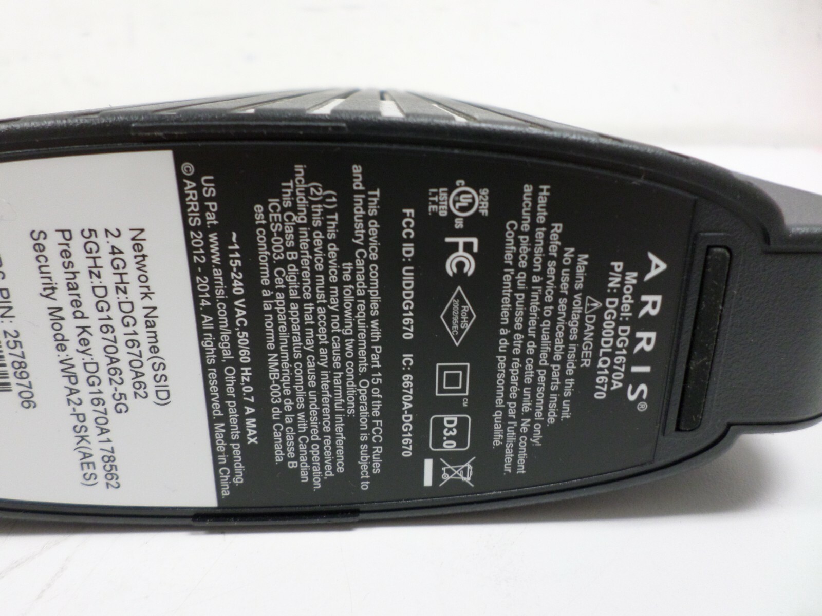 Arris DG1670A Modem Router Dual Band P/N: DG00DLQ1670 | eBay