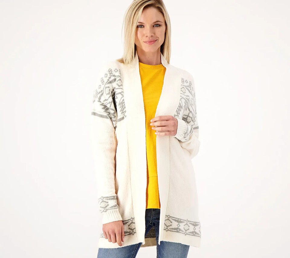 Denim & Co. Canyon Retreat Open Front Jacquard Cardigan - more colors ...