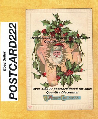 X Holiday Merry Christmas 1912 vintage postcard SANTA CLAUS to Blanford ...