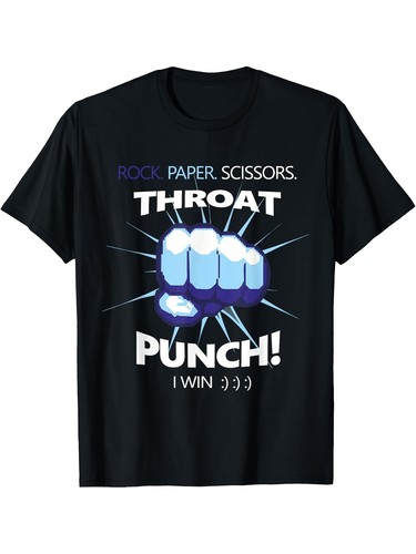 Men's 100% Cotton Rock Paper Scissors Throat Punch Graphic T-Shirt ...