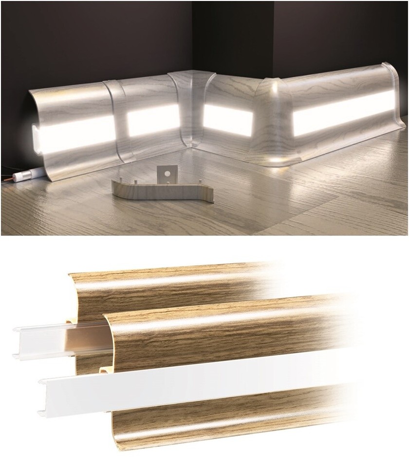 PVC Skirting Board Cable Cover 2.2m Flexible Edge Wall Trim Various ...