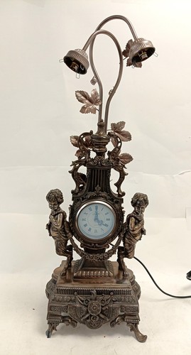 Juliana Ornate Clock Lamp With Cherubs And Leaf Design 34" Tall Spare ...