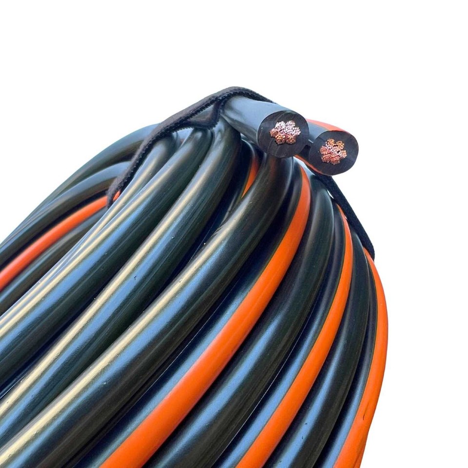 6 Gauge Dual Conductor Copper Wire - 100' Orange/Black Booster Cable ...