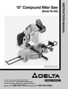Delta 36-220 10" Compound Miter Saw Instruction Manual | eBay