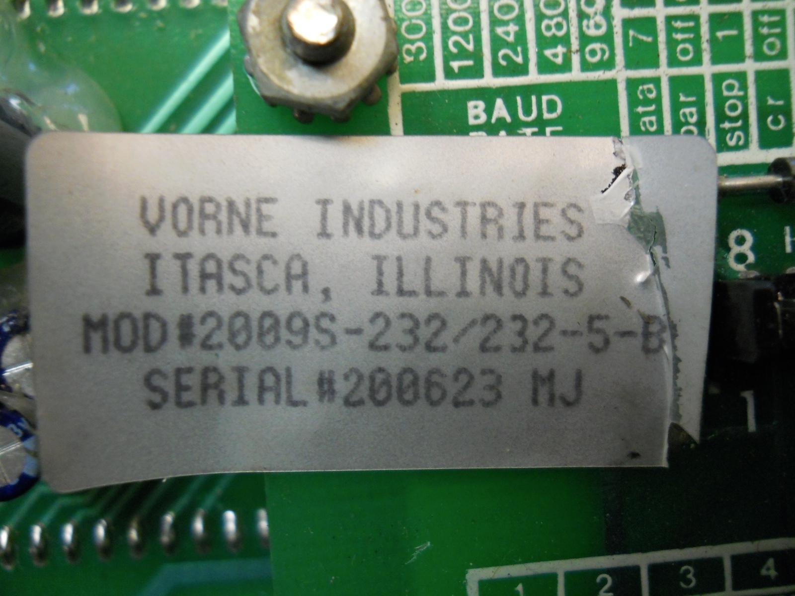 VORNE INDUSTRIES 2009S-232/232-5-B DISPLAY BOARD 20 DIGIT EXCELLENT ...