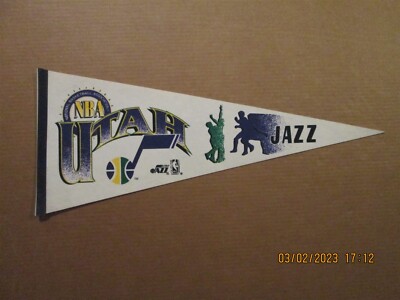 NBA Utah Jazz Vintage Circa 1990's Team Logo Players Basketball Pennant ...