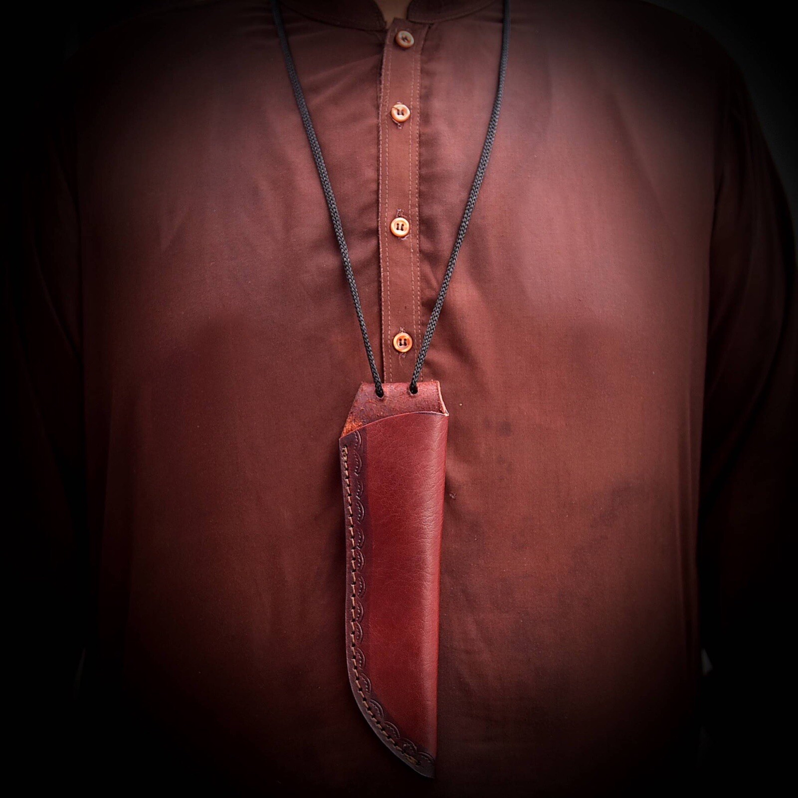 Handmade Fixed blade Knife Leather Sheath / Knife Holster / NECK String ...