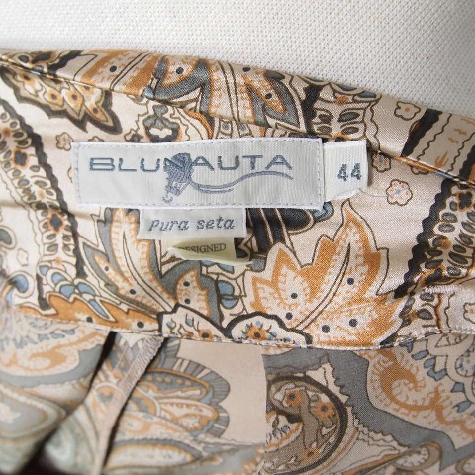 Blunauta A line Silk Skirt Brown Paisley Print Women Size M | eBay ...