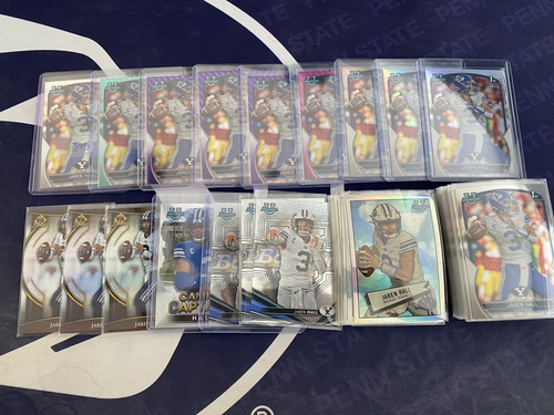 2022/23 Bowman U. Football BYU Jaren Hall 50 card lot W / Auto and ...
