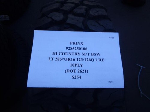 PRINX HI COUNTRY M/T LT 285 75 16 126/123Q LRE 10PLY MUD TERRAIN TIRE ...