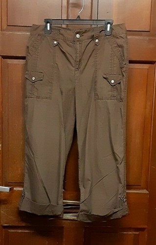 CLASSIC ELEMENTS Women's Brown Cocoa Capris Cropped Pants Rolled Cuffs ...