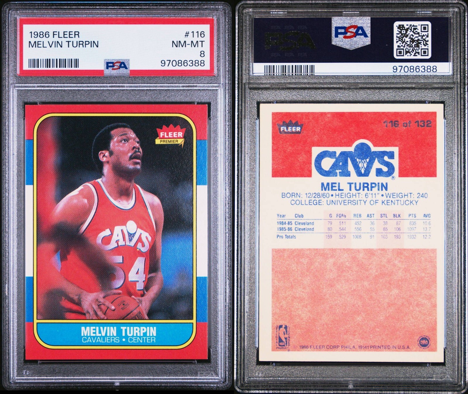 MELVIN TURPIN 1986 FLEER #116 - PSA 8 - 🔥🔥 RECENTLY GRADED !! | eBay