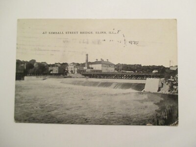 Elgin Illinois Postcard At Kimball Street Bridge 1910 IL | eBay