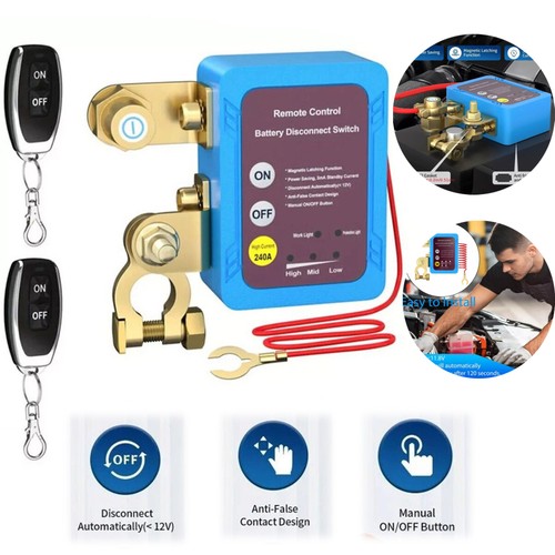 Wireless Dual Remote 12V Car Battery Disconnect Relay Master Kill Cut ...