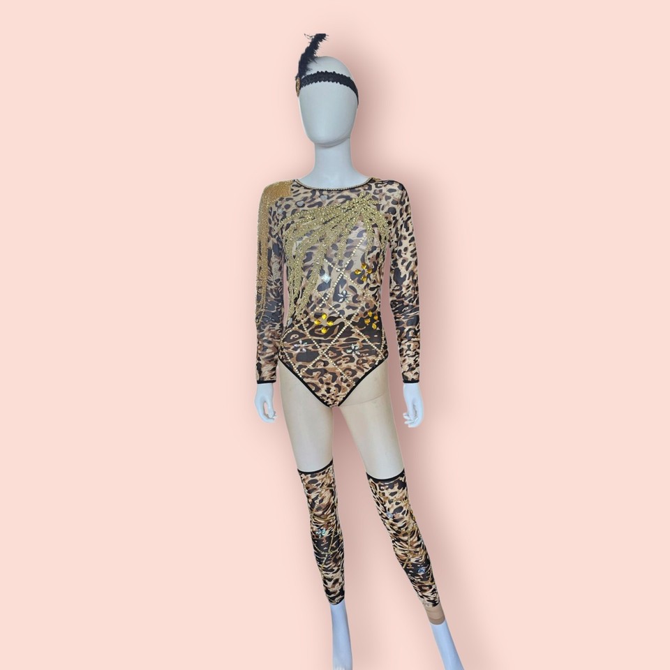 Leopard Print Animal Freestyle Dancing Costume Suit Size 10 With Free ...