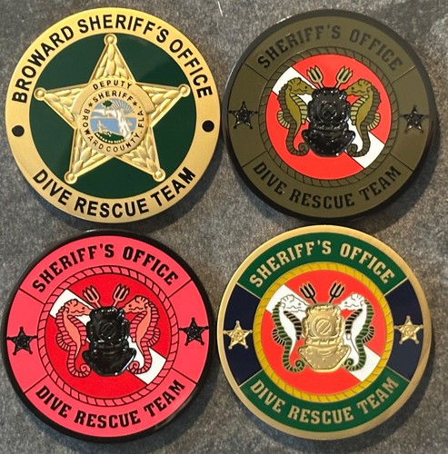 BSO - Broward Sheriff's Office DIVE TEAM Set-of-3 1.75in G+TB+BC ...