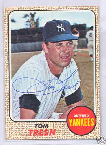 Tom Tresh New York Yankees 1968 Topps Autographed Signed Baseball Card ...