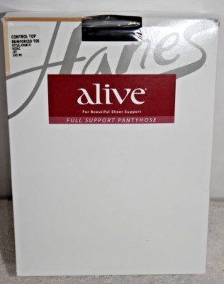 6 Pair Hanes Alive Full Support Pantyhose Jet Black Size D C06 810 ...