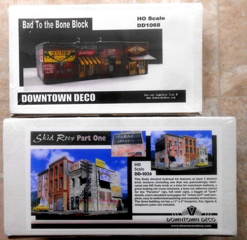 Downtown Deco HO Scale Special Priced 2 Kit Building Set Combo Skid Row ...