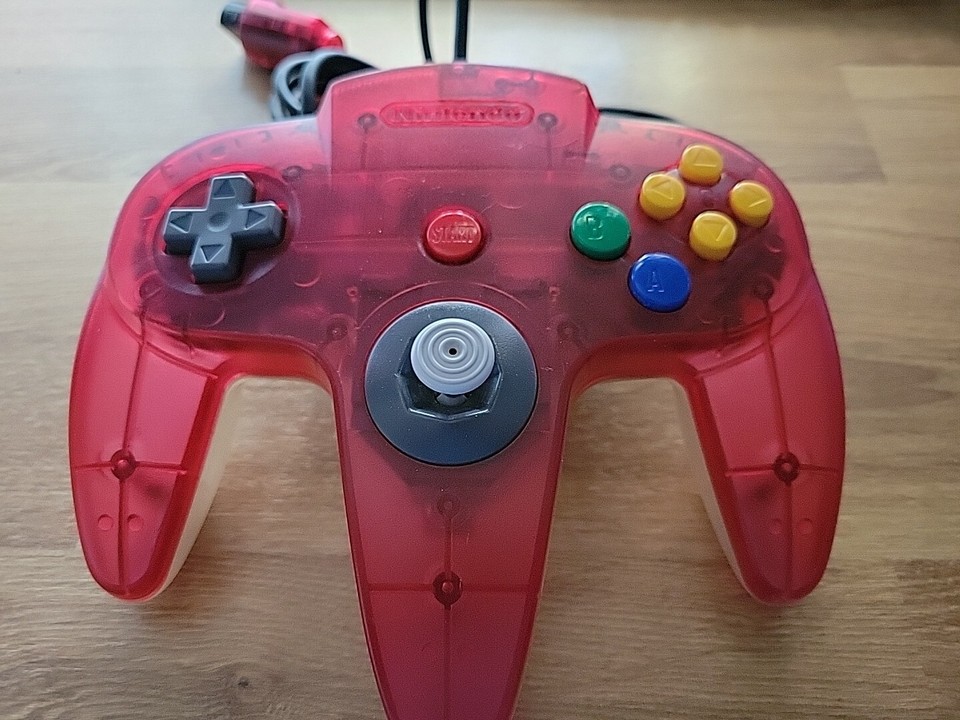 Official Nintendo 64 WATERMELON RED / CLEAR BACK Controller OEM N64 NUS ...