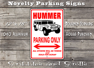 Hummer Parking Sign - Mancave Garage SUV GM Truck H1 H2 H3 H3T Humvee ...