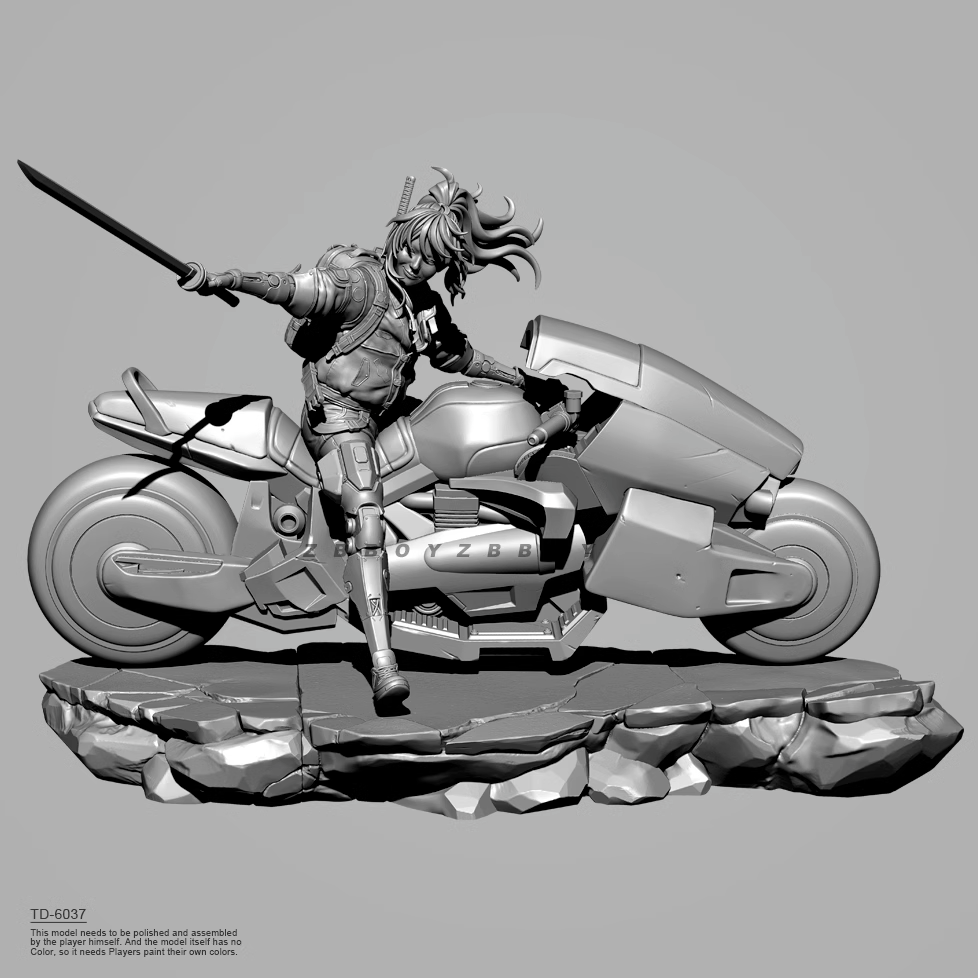 1/24 Resin Female motorcycle rider Warrior Unassembled Unpainted td ...