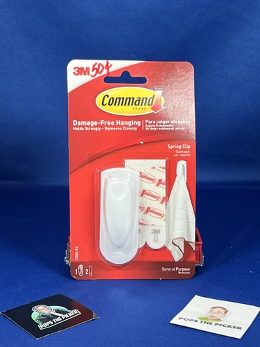 Command Spring Clips Adhesive Damage Free Hang 3M 17005 White, 1 Clip 2 ...
