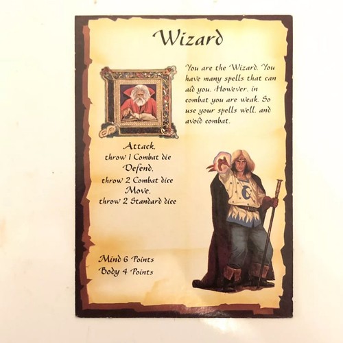 Heroquest Character Card Wizard MB Games Games Workshop | eBay