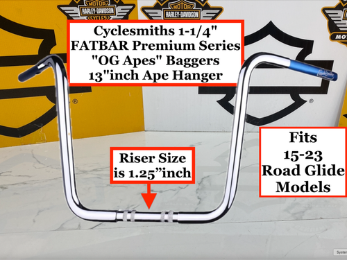 Cyclesmiths 1.25"FATBAR Premium Series OG Apes Baggers 13" Ape Hanger ...